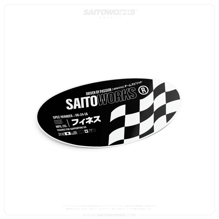 SAITOWORKS® Checkered Racing 'Kuro' Japan Sticker - SaitoWorks