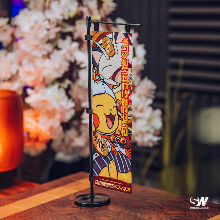 Pika Meow 'Lucky 9' Mini Nobori Flag - SAITOWORKS®